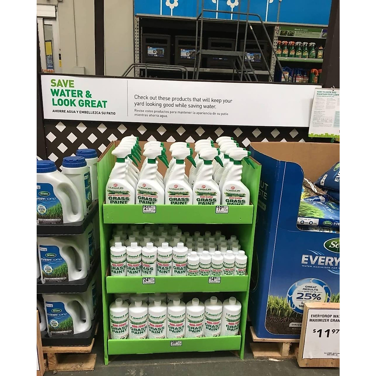 1 gallon pre-mixed, ready to use lawn paint. Includes trigger sprayer and 35" hose for easier application.