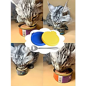 COMTIM Cat Food Can Lids, Silicone Pet Food Can Lids Small Cat Food Can Lids Covers for 3 oz Cans, 2 Lids with a Cat Food Spoon