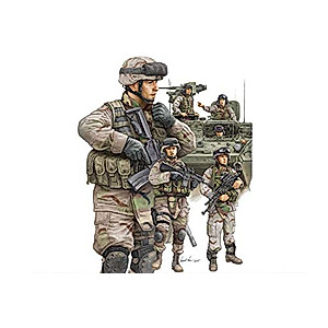 Trumpeter Modern US Army Crewmen and Infantry Figure Set, Scale 1/35, 6-Pack