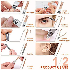 Manicure Set Nail Clippers Pedicure Kit, Professional Stainless Steel Personal Grooming Kit, 18 in 1 Nail Care Tools with Luxurious Leather Travel Case for men and women