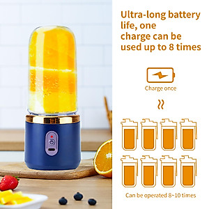 Portable Blender, 20 Oz Mini Personal Size Blender for Shakes and Smoothies with 6 Blades, Rechargable Blender, 4000mAh Electric Blender for Kitchen, Home, Travel, Outdoor(Blue)