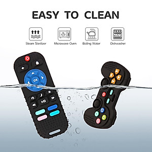 Hooku 2 Pack Silicone Teething Toys for Babies 0-6 Months, Teethers for Babies 6-12 Months, Remote Teether for Baby, Sensory Toys for Babies, Baby Chew Toys