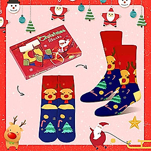 Funny Christmas Socks Box for Men Women Teen Boys Girls - Christmas Secret Santa Gifts Fun Novelty Funky Crazy Silly Cool Cute Santa Socks Xmas Gifts Stocking Stuffers