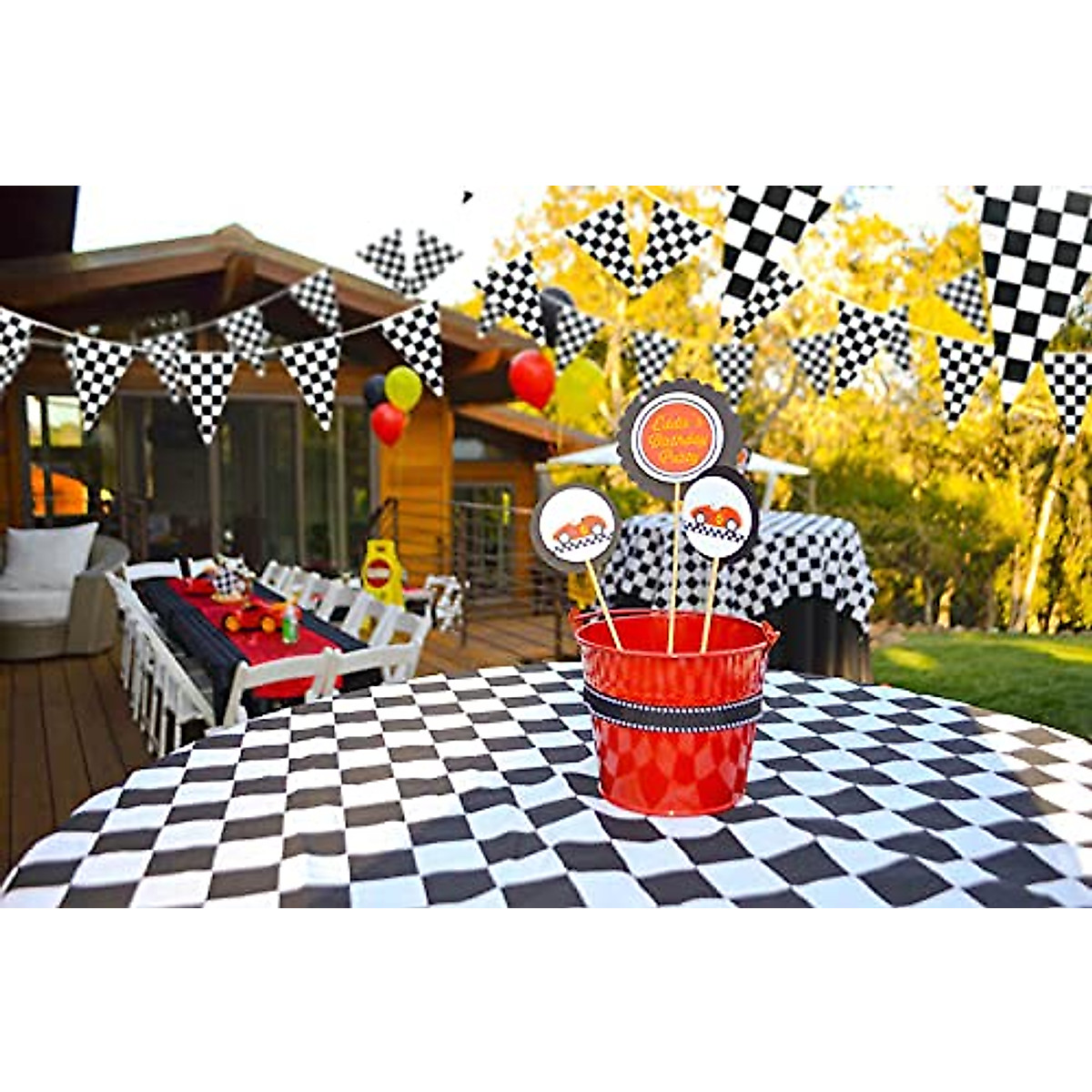 100ft Black & White Checkered Flag Racing Party Banner
