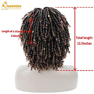 QUEENTAS Dreadlock Wigs for Black Women and Men Short Curly Big Afro Braided Wigs Faux Locs Twist Braiding Synthetic Wigs (Black to Brown)