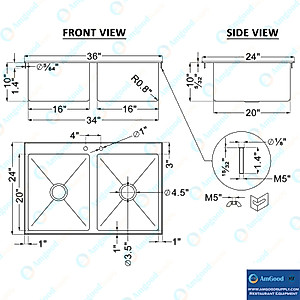 AmGood Stainless Steel Compartment Drop-in Sink. NSF (2 Bowl 16" x 20" x 10" with Faucet)