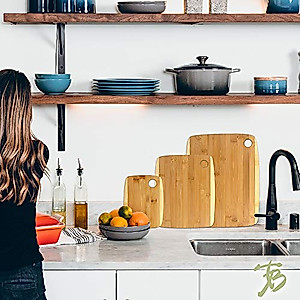 Totally Bamboo 3-Piece Two-Tone Bamboo Serving and Cutting Board Set