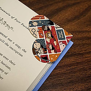 Harry Potter Cute Chibi Pattern Heart Faux Leather Bookmark - Set of 2