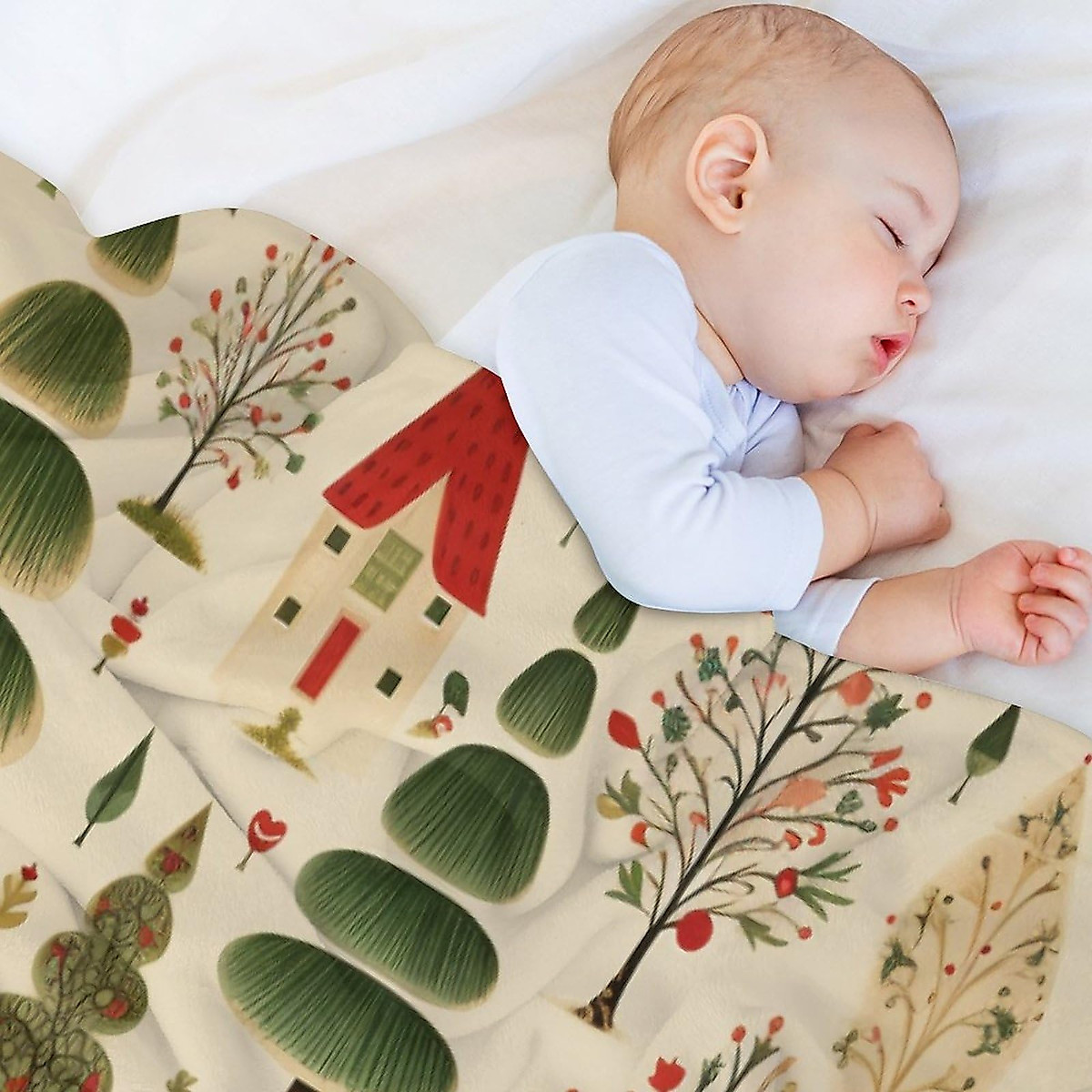 Throw Blankets Vintage Red and Green Christmas Trees Blanket Super Soft Cozy Rustic Style Nature Forest Blanket 40"x50" Couch Sofa Throw Blanket for Girls Birthday Valentines Gifts