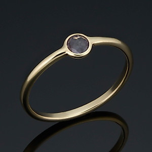 KoolJewelry 14k Yellow Gold Genuine Amethyst Ring Minimalist Jewelry for Women (size 5)