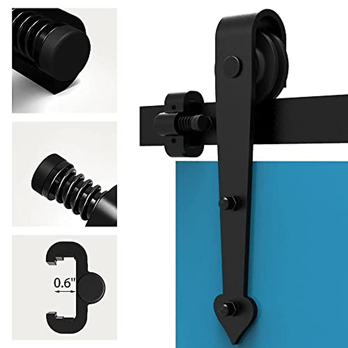TSMST Sliding Barn Door Stopper for Track, Easy to Install,Upgrade Adjustable Spring Barn Door Stoppers 2pcs