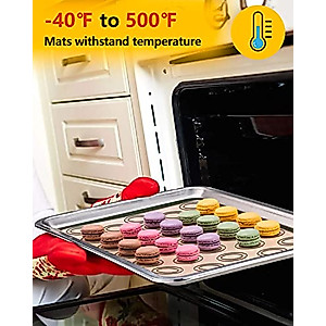 Macaron Silicone Baking Mats, Katbite Silicone Macaroons Baking Mat Set of 2 Half Sheet (11 5/8" x 16 1/2") Reusable & Nonstick Macarons Baking Supplies Silicone Bakeware Mats for Macarons Cookies