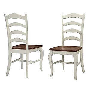 Home Styles French Countryside Oak/White Pair of Chairs with Distressed Oak and Rubbed White Finish 16.5D x 17.75W x 18H in