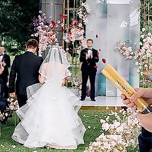 Confetti Cannon Party Poppers - Biodegradable Dried Petals Poppers for Wedding Birthday Party Prank Graduation New Year Celebration Christmas Eve (Gold)