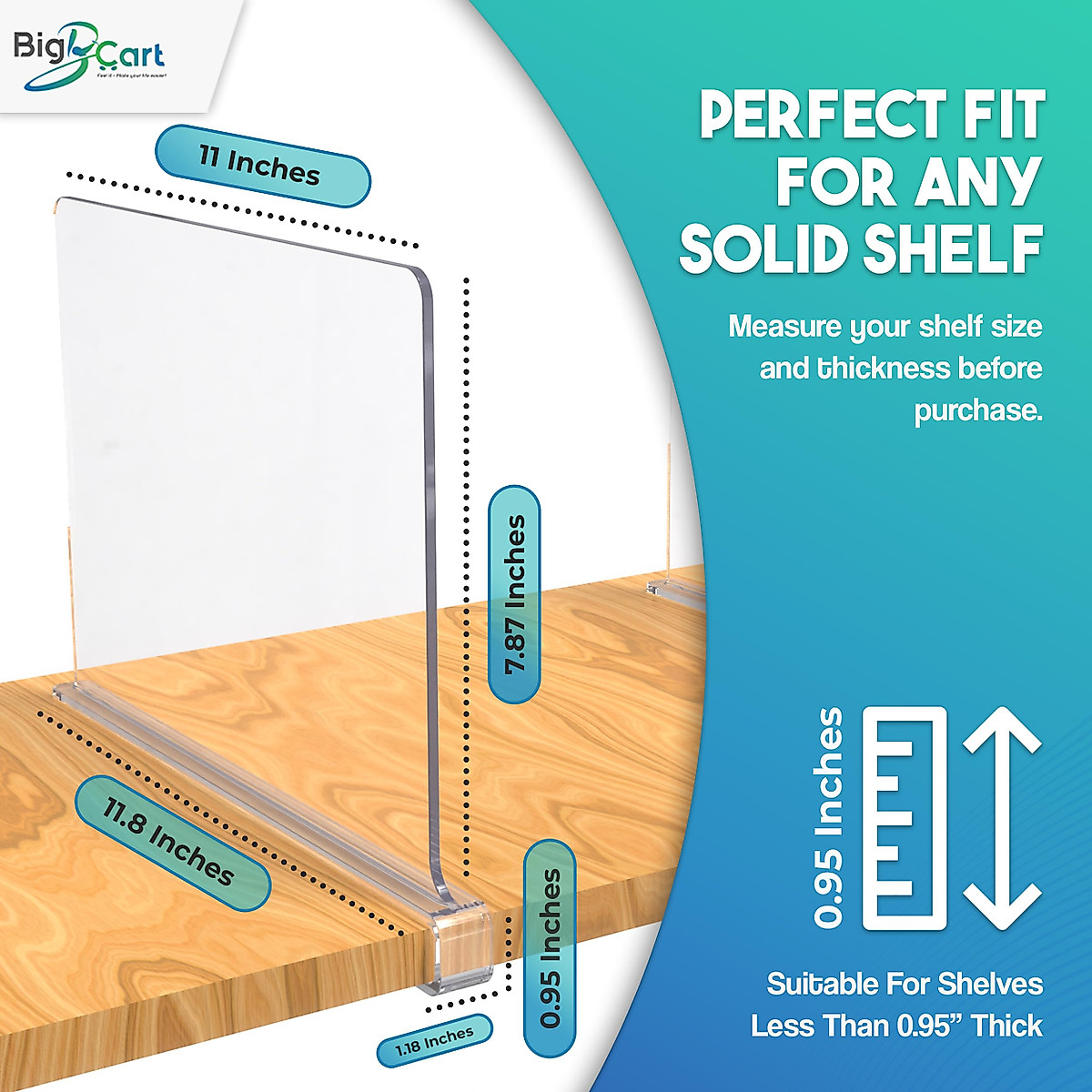 BigBcart Acrylic Shelf Dividers for Closet Organization - Wood Closet Shelf Organizer | Closet Shelf Divider | Closet Dividers for Shelves, Suitable for Wooden or Vertical Shelves (8 Pack)