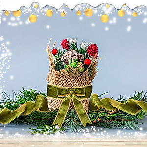 Preboun 4 Rolls Velvet Ribbon for Gift Wrapping 24 Yards Total Frayed Edge Velvet Silk Ribbon for Valentine‘s Day Wedding Baby Shower DIY Crafts Decor(Olive Green,1.5 Inch)