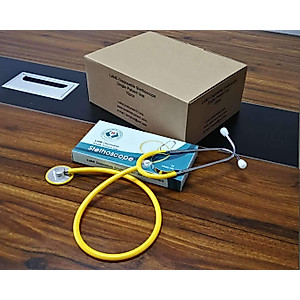 Disposable Stethoscope, with Metal Chestpiece and Binaurals, Single Patient Use, Yellow, 10 Pack