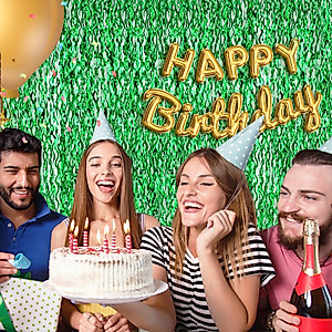 Green Fringe Curtain Party Streamers 2Pack 3.3x6.6 Ft Foil Fringe Backdrop Curtains for Birthday Wedding Bridal Baby Shower Holiday Tinsel Streamers Green Party Christmas Decorations Door Streamers