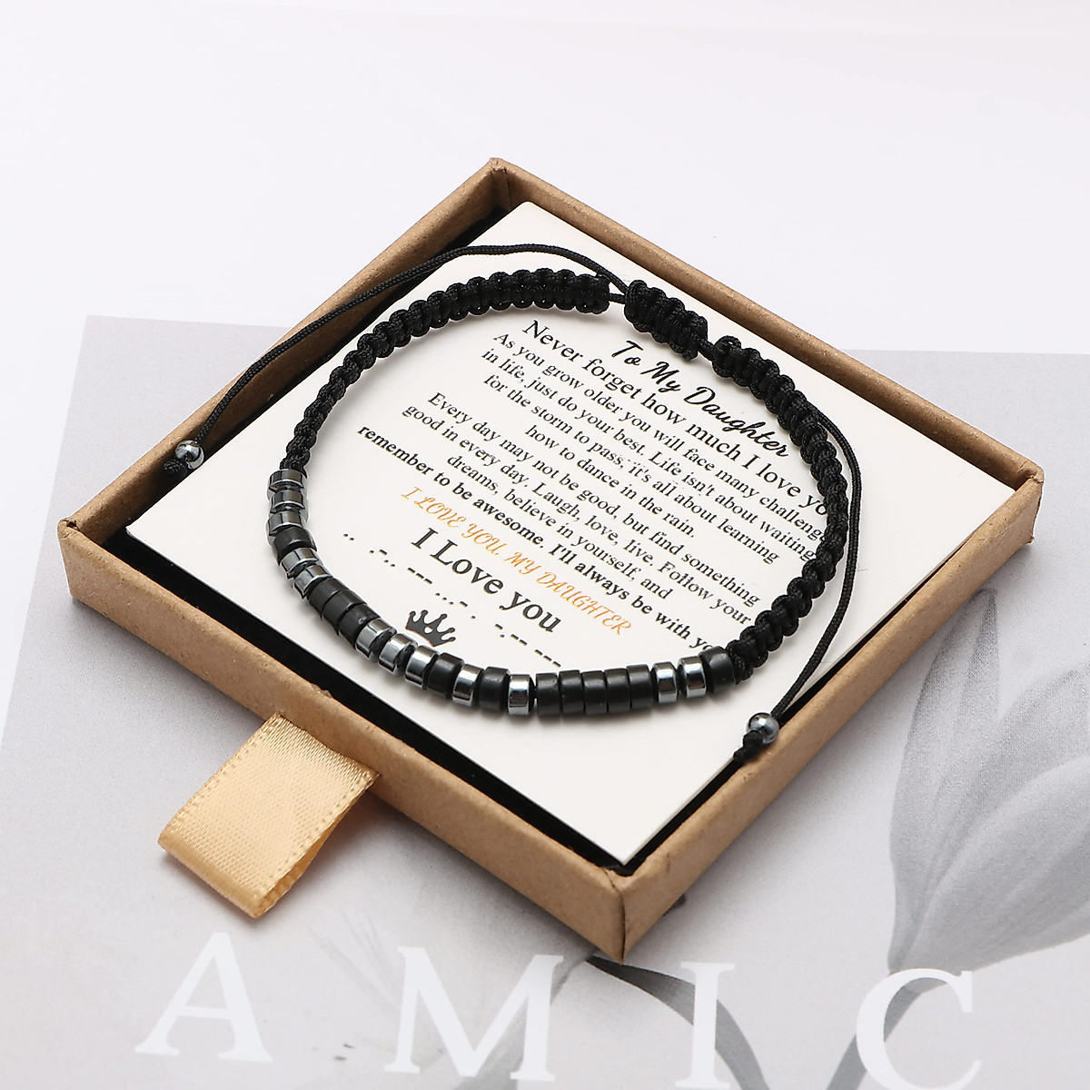 JoycuFF Daughter Gift from Mom Bracelets for Women I Love You Morse Code Bracelet Inspirational Bracelets for Daughter Birthday Christmas Mothers Day Friendship Anniversary Present