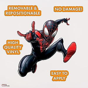 Wall Palz Marvel Miles Morales Wall Decal - Marvel Wall Decals with 3D Augmented Reality Interaction - 28" Spider-Man Miles Morales Bedroom Wall Decor