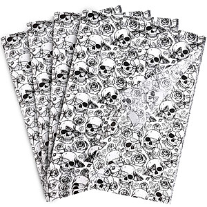 Bolsome 100 Sheets Halloween Skull Tissue Paper 19.7×13.8 Inch Vintage Black White Skull Rose Decorative Tissue Paper for Halloween Birthday Party DIY Craft Gift Wrapping
