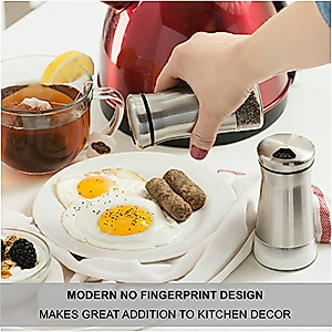 CHEFVANTAGE Salt and Pepper Shakers Set with Adjustable Holes - Stainless Steel