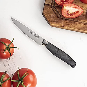 Viking Culinary German Steel Hollow Handle Cutlery Set, 6 Piece, Includes Protective Plastic Sleeve, All Essential Knife Types, Dishwasher Safe, Ash Wood Pattern Handles