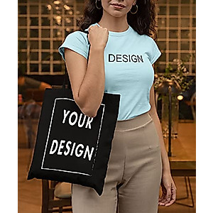 Aboutwome Your Own Design Women Custom Tote Bag for Shopping Canvas Bags (Black)