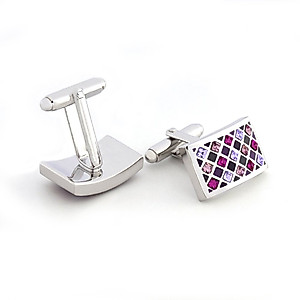 Mr.Van Elegant Swarovski Crystal Cufflinks Purple Groovy Fuchsia Glimmering Cuff Links Set Wedding Christmas Gifts for men