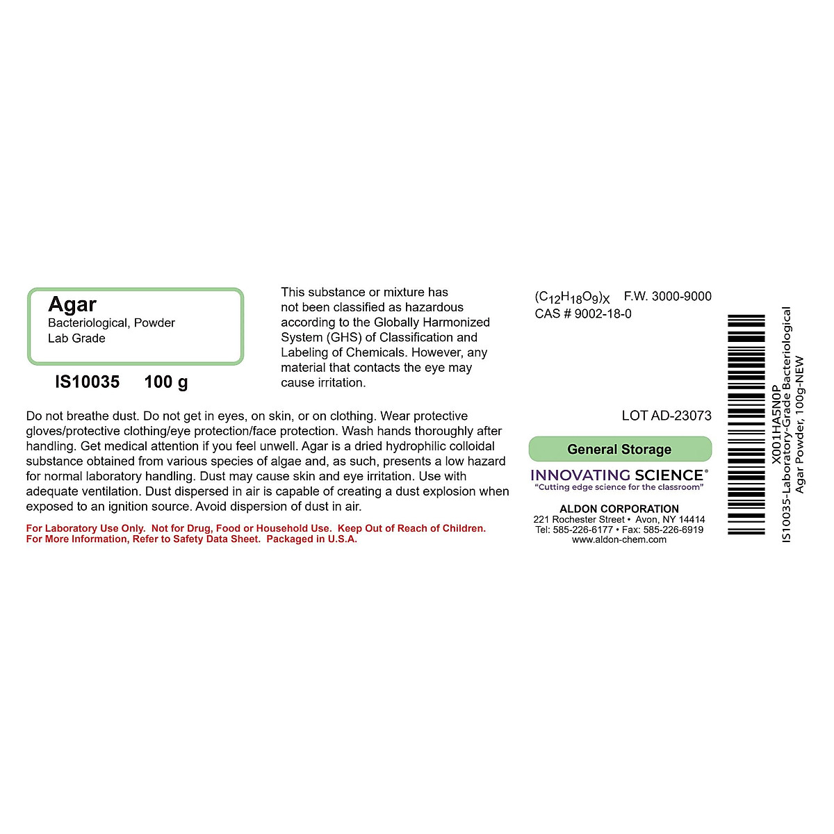 ALDON Innovating Science Laboratory-Grade Agar Powder, 100g - The Curated Chemical Collection