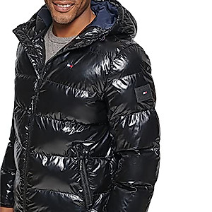 Tommy Hilfiger Men's Hooded Puffer Jacket, Black, X-Large