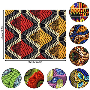 African Fabric,8 PCS African Ankara Print Fat Quarters Fabric Bundles,20 x 16 Inches/50 x 40 cm Cotton Polyester Quilting Fabric Material Scraps for Sewing Clothes Crafting Projects Patch Work
