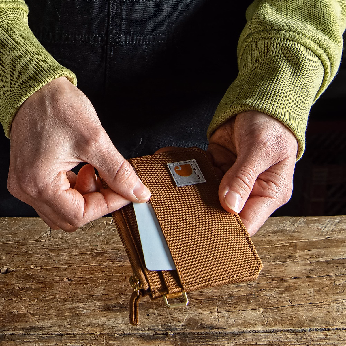 Carhartt Men's Nylon Duck Slim Front Pocket Wallets, Brown, One Size