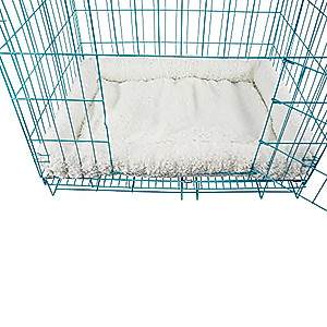 Long Rich HCT ERE-001 Super Soft Sherpa Crate Cushion Dog and Pet Bed, White, By Happycare Textiles, Standard style, 24 x 18 inches