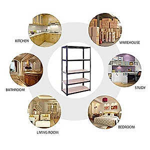 Metal Storage Shelves with Bolt-Less Design Freestanding Storage Shelves Height and Layout Adjustable for Workshop Bookshelf Shed Office Heavy Duty Racking Shelves(180CM)