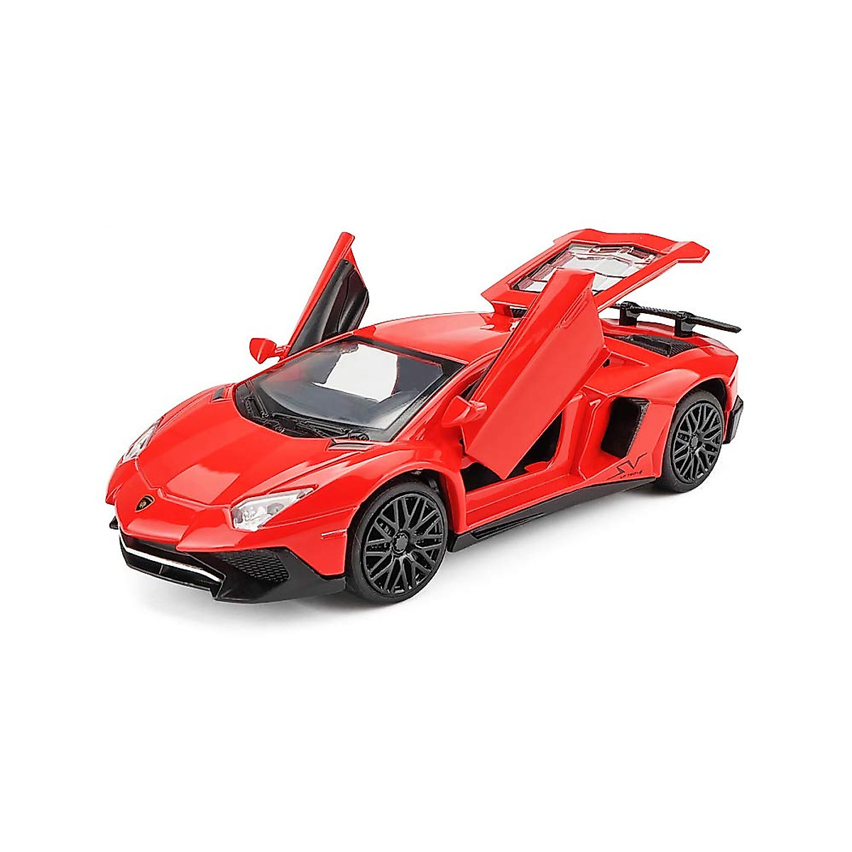 Alloy Collectible Red Lamborghini Car Toy Pull Back Vehicles Diecast Cars Model with Light & Sound
