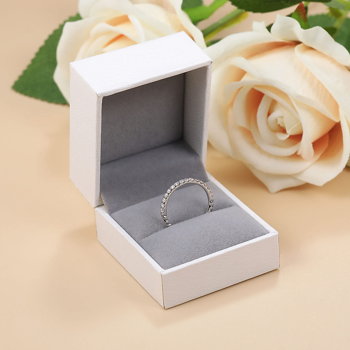 getlove Moissanite Wedding Band Twisted Rope Moissanite Half Eternity Band 0.36ct Cable Motif 18K Gold Plated 925 Sterling Silver Stackable Rings Lab Created Diamond Size 4-11, Gemstone, Moissanite