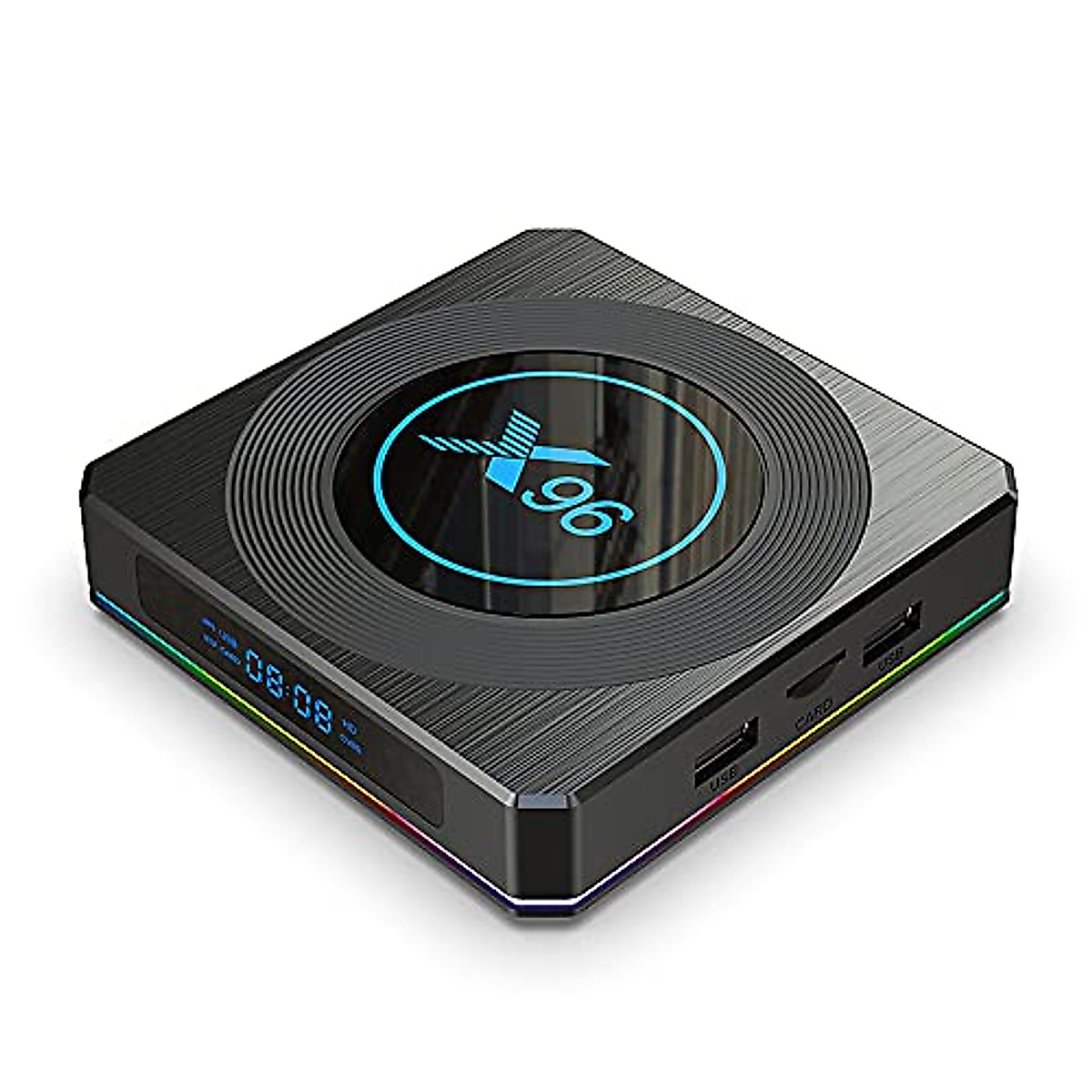 Xilibod Android TV Box Android 11 TV Box 4GB RAM 32GB ROM Amlogic S905X4 Quad Core 64 Bit Mali-G31 MP2 2.4G/5G WiFi BT4.1 USB3.0 Colorful Lighting Smart TV Box - Model No.: X96X4 4GB 32GB