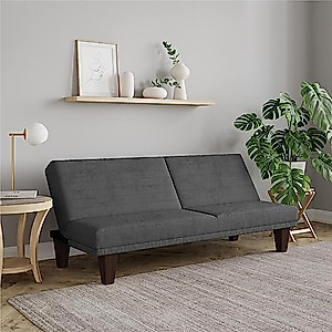 DHP Dillan Convertible Futon with Microfiber Upholstery, Grey
