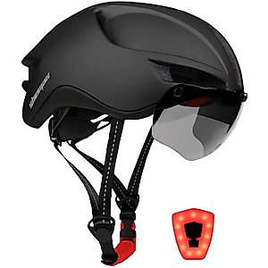 Shinmax Adult Bike Helmet,Bicycle Helmet with Removable Magnetic Goggles & USB Rechargeable LED Light Road Mountain Bike Helmet Adjustable Size Ultralight Cycling Helmet Men Women SM-T88