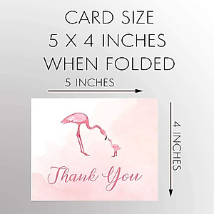 The Invite Lady Flamingo Thank You Cards Baby Shower Folding Thank You Notes Bridal Shower Birthday Party Pink Girls It's A Girl Mommy and Me Flamingo Watercolor Thanks Sprinkle (24 count)