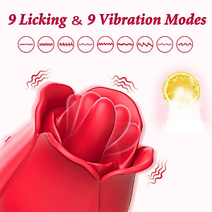 Rose Toy Vibrator for Women, Visetoyz Tongue Licking Mini Clitoral Vibrator Stimulator with 9 Vibrating Pleasure for Clitoris & Nipple Stimulation, Adult Sex Toys & Games for Women Couples