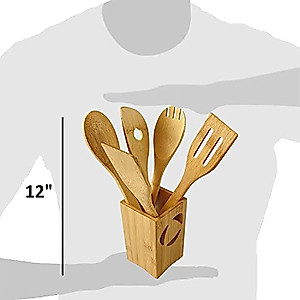REHAU Bamboo Kitchen Utensils Set 8pcs – Non-Stick Wooden Spoons for Cooking – Quality Wooden Spoon & Wooden Spatula Set, Kitchen Wooden Utensils for Cooking - Easy to Clean Wooden Cooking