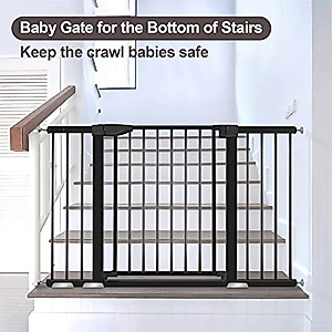 Yacul Baby Gate with Door, 29.3"-51.5" Extra Wide Pressure Mounted Dog Gates for Doorway Stairs, Wide Walk Thru Openings 22.5", Height 30", Black