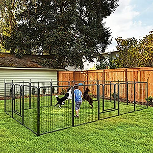 Musen Dog Playpen Outdoor, 16 Panels Dog Pen 32" Height Dog Fence Exercise Pen with Doors for Large/Medium/Small Dogs, Portable Pet Playpen for Yard, RV, Camping, Hammer Paint Finish (Patent Pending)