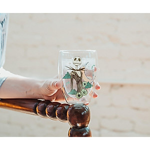 Disney The Nightmare Before Christmas Jack and Sally Stemless Wine Glasses, Set of 2