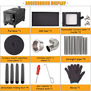 Aomxay Camping Wood Stove, Portable Hot Tent Stove,wood burning stove Double inner wall secondary combustion design with extension feet.For outdoor cooking and heating