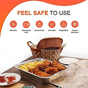 Home Stockware Thin Aluminum Pans 30 Pack - 9x13 inches Disposable Foil Pans Without Lids, Half-Size Deep Tin Foil Pans for Cooking, Baking, BBQ, Grilling, Storing, Prepping Food