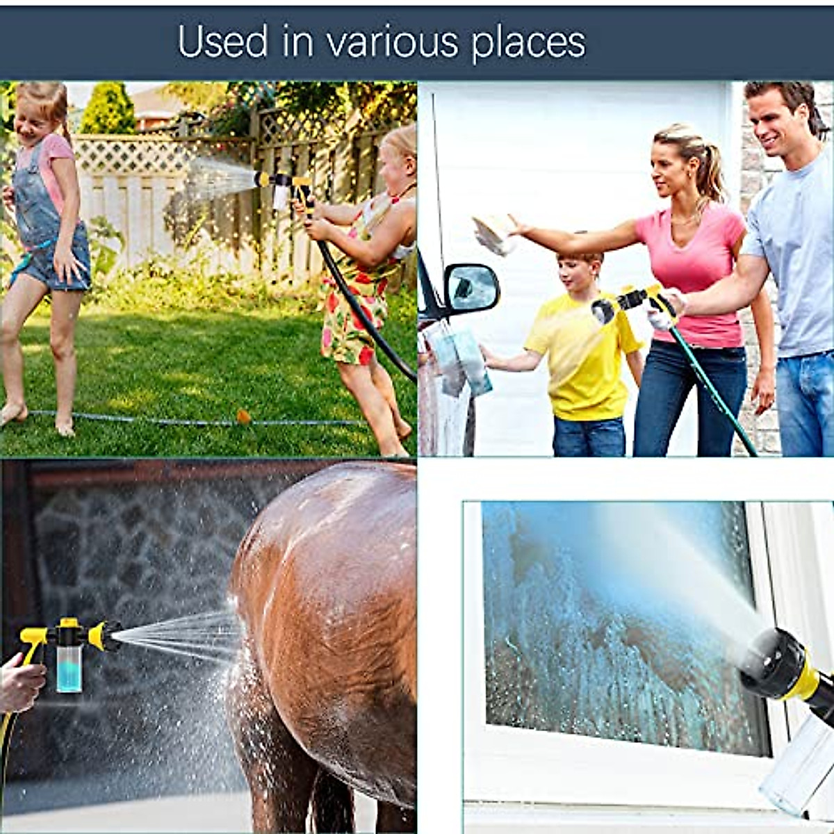 Garden Hose Nozzle, High Pressure Spray Gun Nozzle, 8 Spray Patterns for Watering Plants, Lawn, Patio, Cleaning, Showering Pet with 3.5oz/100cc Soap Dispenser Bottle