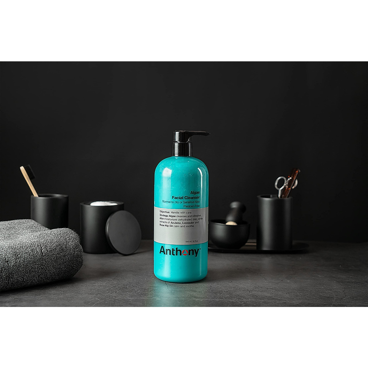 Anthony Algae Facial Cleanser, 32 Fl Oz. Contains Algae, Aloe Vera, Azulene, Lavender and Rose Hip Oil, Cleanses and Refreshes, Moisturizes and Hydrates, Calms and Soothes Your Skin.